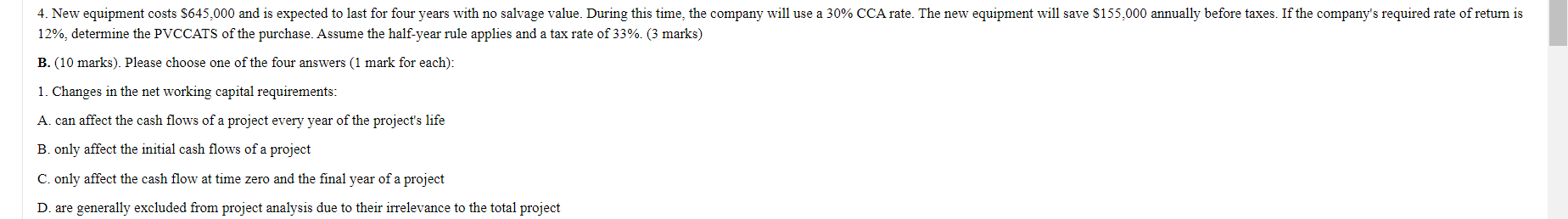 Solved 4. New equipment costs $645,000 and is expected to | Chegg.com