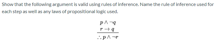 Solved Show that the following argument is valid using rules | Chegg.com