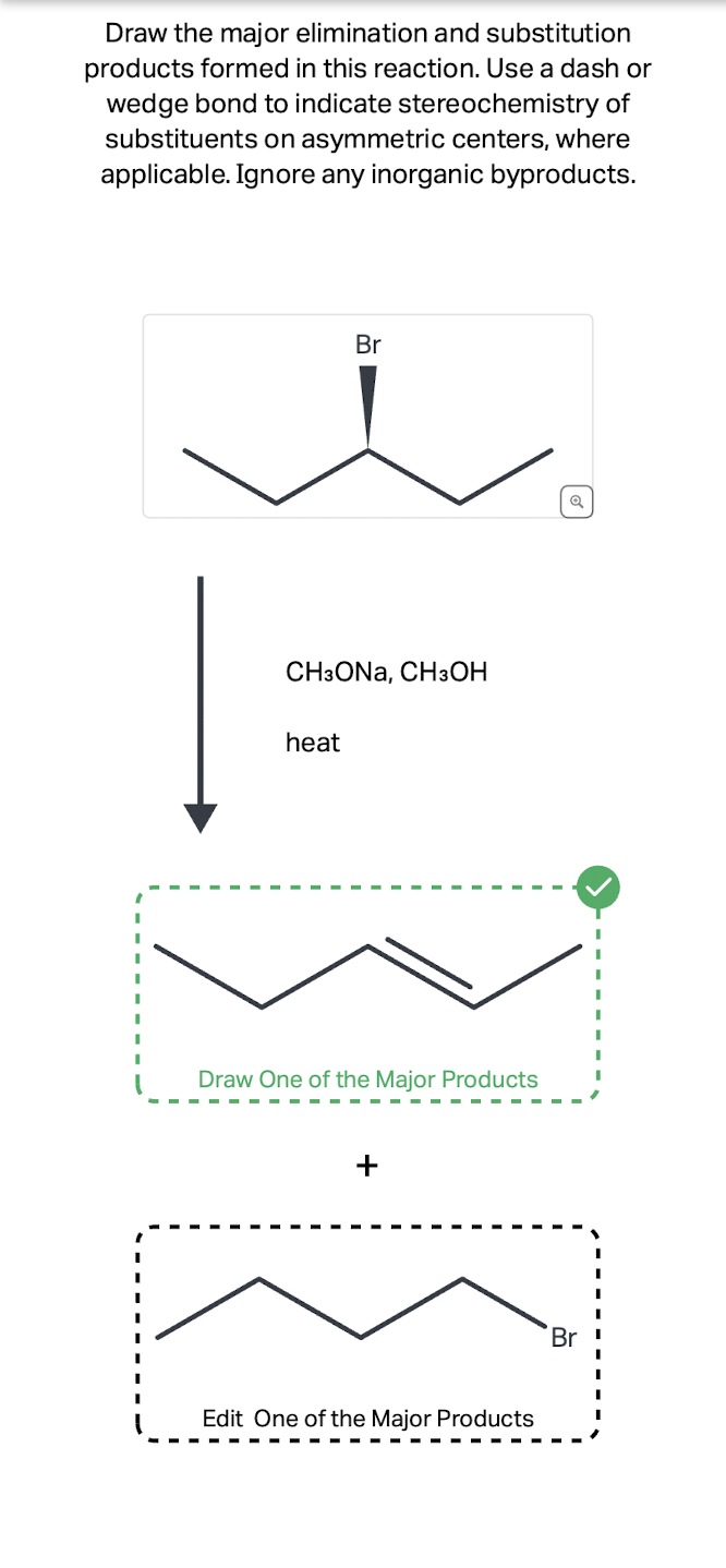 Solved Draw the major elimination and substitutionproducts | Chegg.com