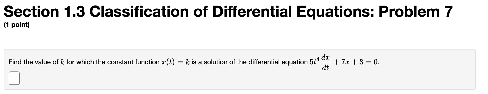 Solved Section 1.3 Classification of Differential Equations: | Chegg.com