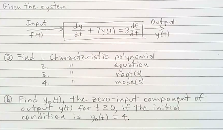 Solved Given the system (2) Find 1. Characteristic | Chegg.com