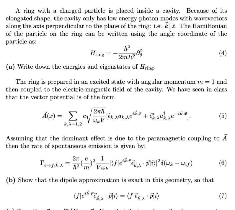 A ring with a charged particle is placed inside a | Chegg.com