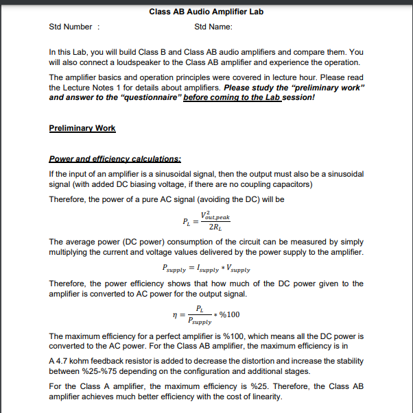 Solved In this Lab, you will build Class B and Class AB | Chegg.com