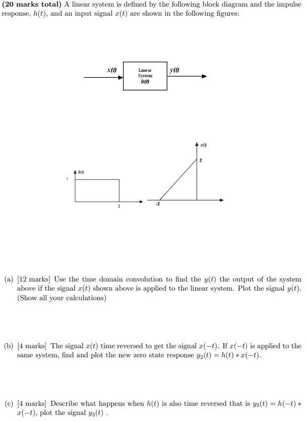 Solved (20 ﻿marks total) ﻿A linear system is defined by the | Chegg.com