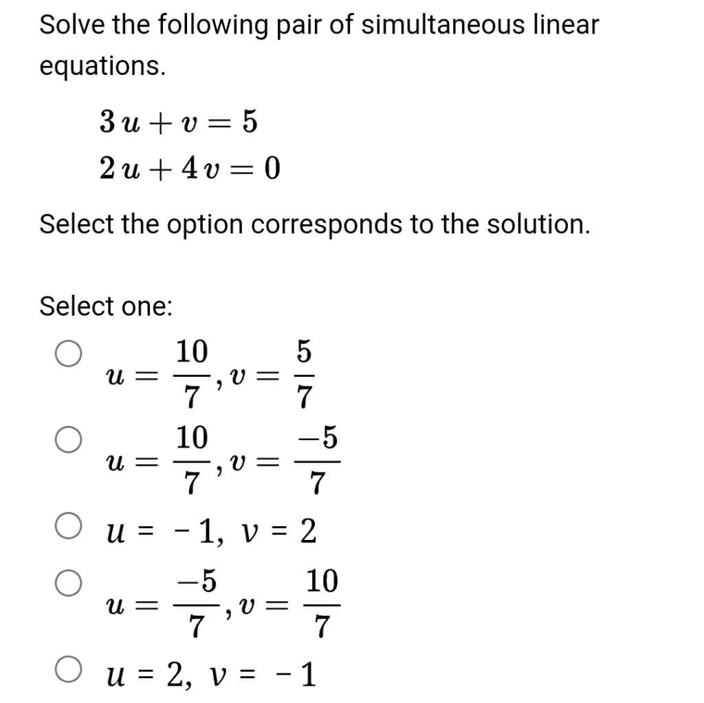 Solved Solve the following pair of simultaneous linear | Chegg.com