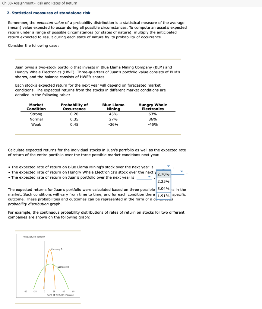 Solved 2. Statistical measures of standalone risk Remember, | Chegg.com