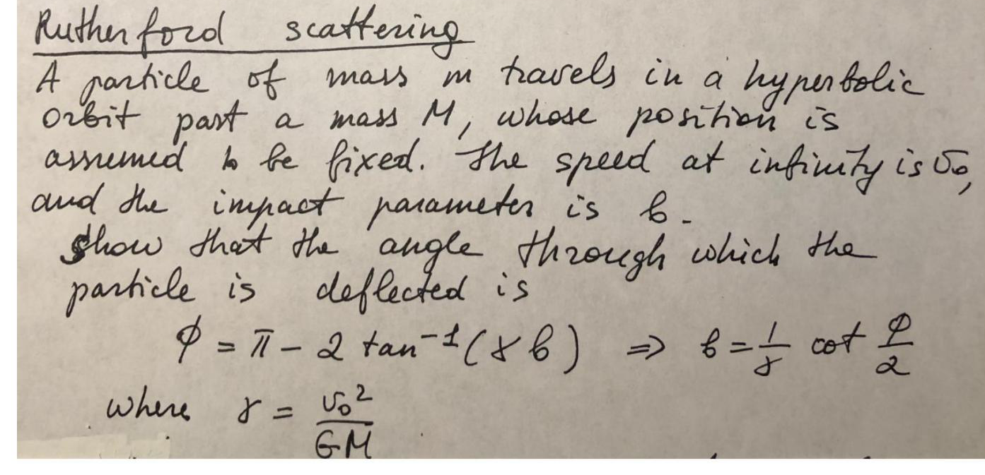 Solved Rutherford scattering A particle of mass in travels | Chegg.com