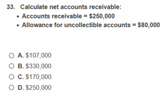 33. Calculate net accounts receivable: - Accounts | Chegg.com