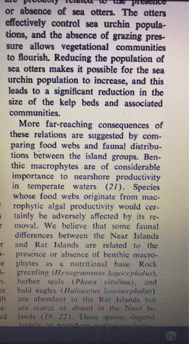 Solved What evidence is there that sea otters are a keystone | Chegg.com