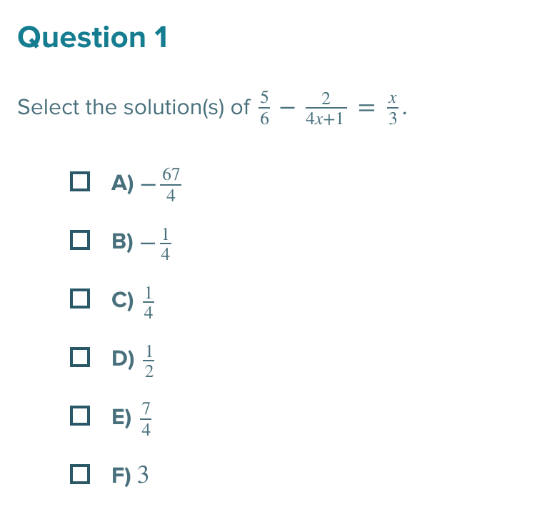 Solved Question 1 Select The Solution S Of Ž 471 ロ A