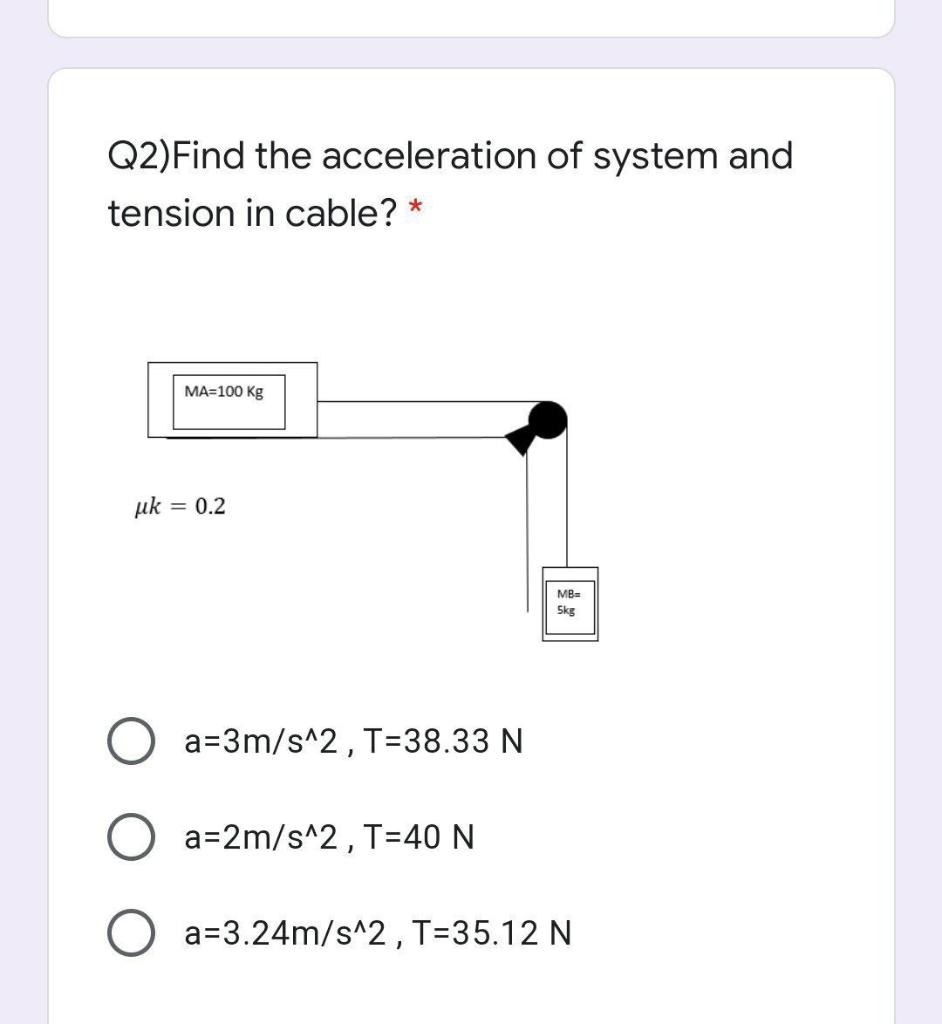 Solved Q2)Find the acceleration of system and tension in | Chegg.com