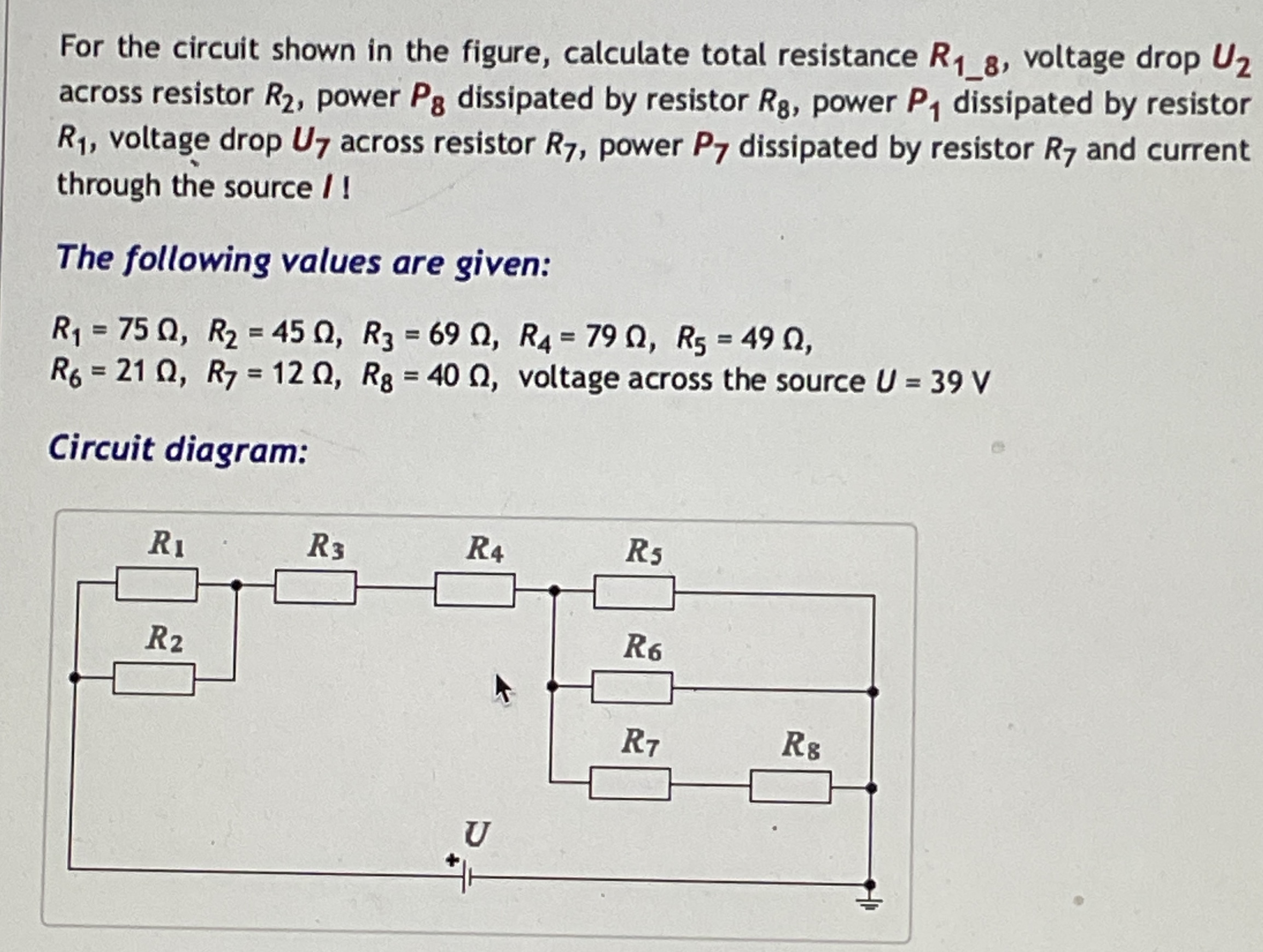 Solved For the circuit shown in the figure, calculate total | Chegg.com