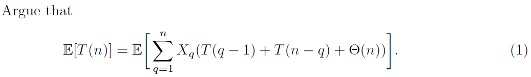 Solved Let T(n) be a random variable denoting the running | Chegg.com