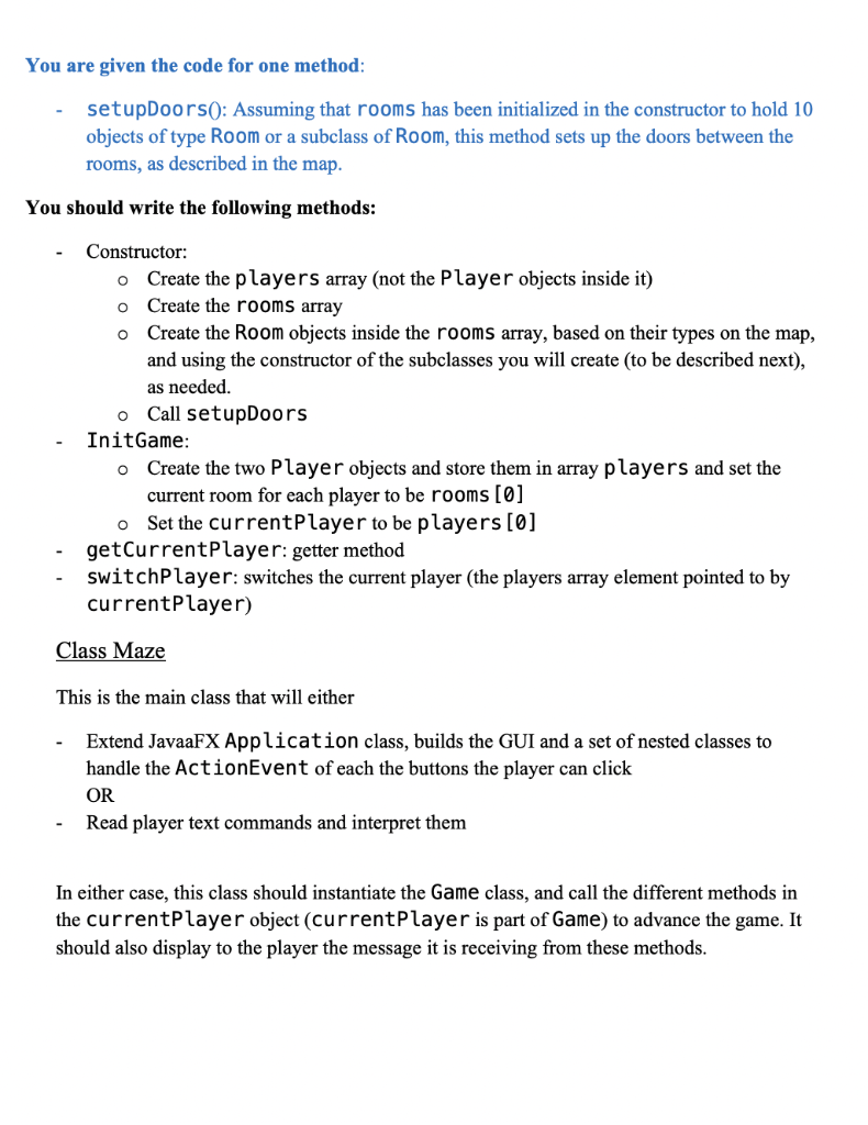 Solved Complete a text-based adventure game in java. I will | Chegg.com