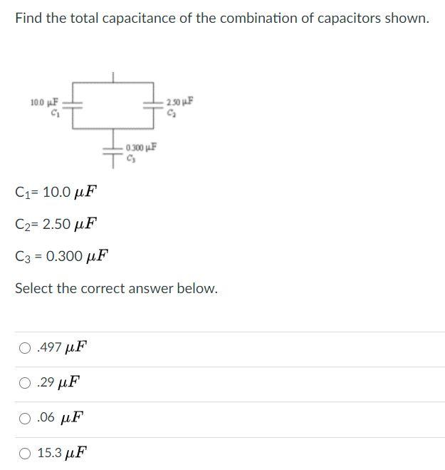 Solved Find the total capacitance of the combination of | Chegg.com