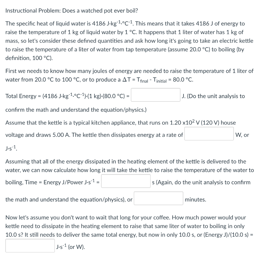 Solved Instructional Problem: Does a watched pot ever boil? | Chegg.com