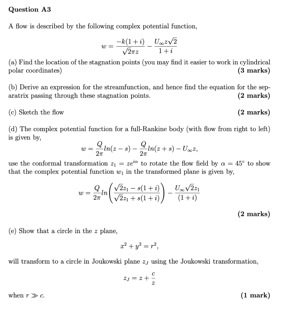 A flow is described by the following complex | Chegg.com