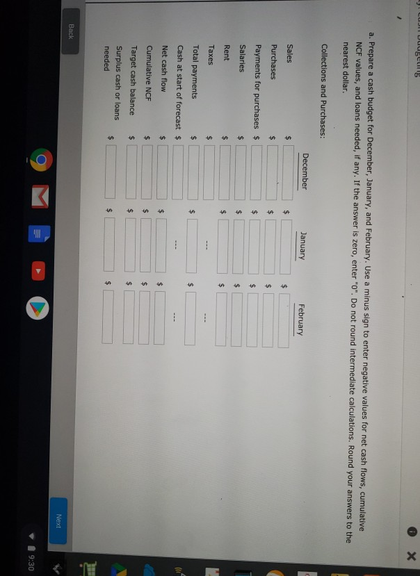 Solved Excel Online Structured Activity Cash Budgeting Chegg