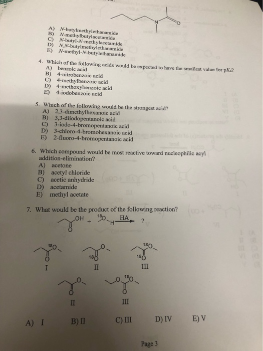 Solved N-butyImethylethanamide B) N-methylbutylacetamide C | Chegg.com