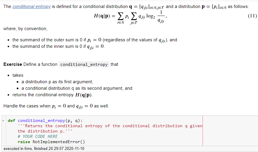 The conditional entropy is defined for a conditional | Chegg.com