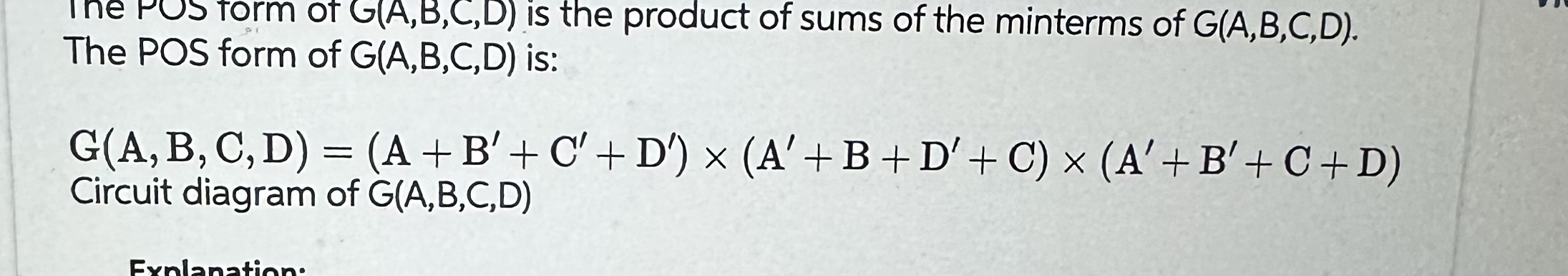 Solved The product of sums of the minterms of G(A,B,C,D). | Chegg.com