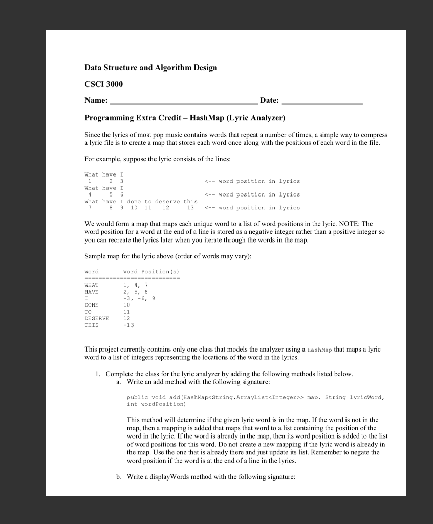 Solved Data Structure and Algorithm Design CSCI 3000 Name: | Chegg.com