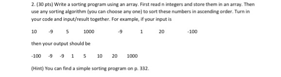 Solved 2 30 Pts Write A Sorting Program Using An Array 2350