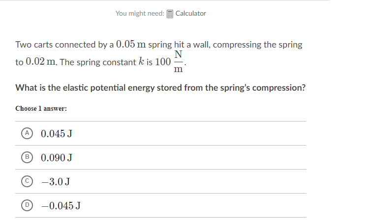 Solved Two carts connected by a 0.05 m spring hit a wall, | Chegg.com