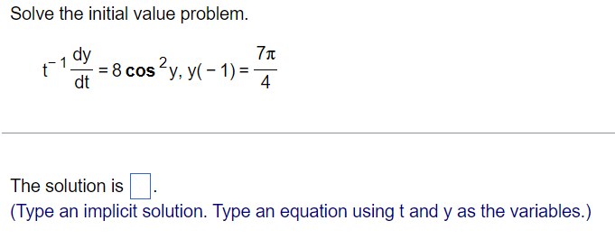 Solved Solve the initial value | Chegg.com