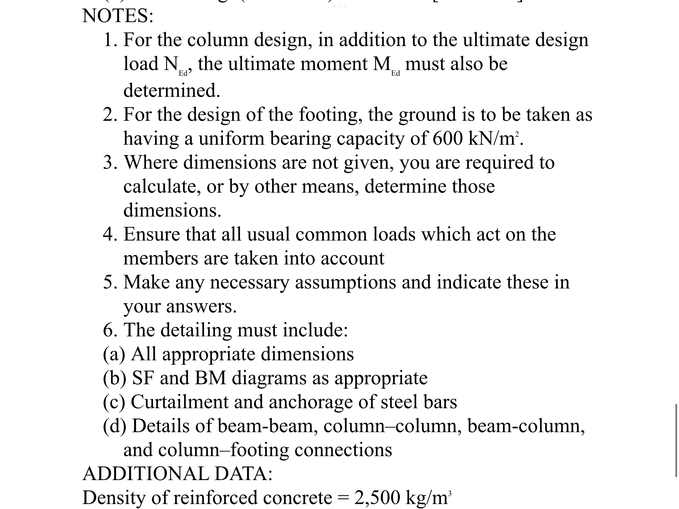 Solved 1. For the column design, in addition to the ultimate | Chegg.com