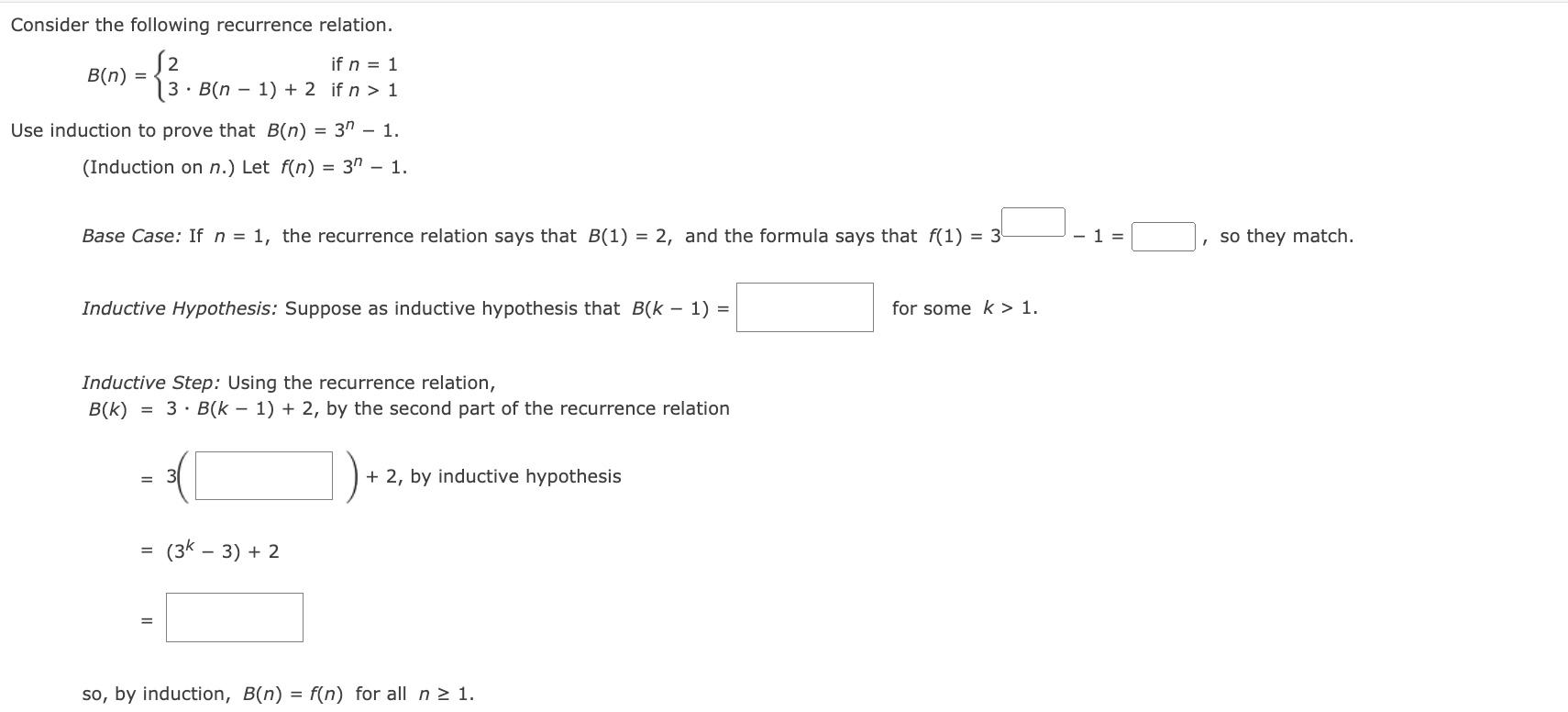 Solved Consider the following recurrence relation. | Chegg.com