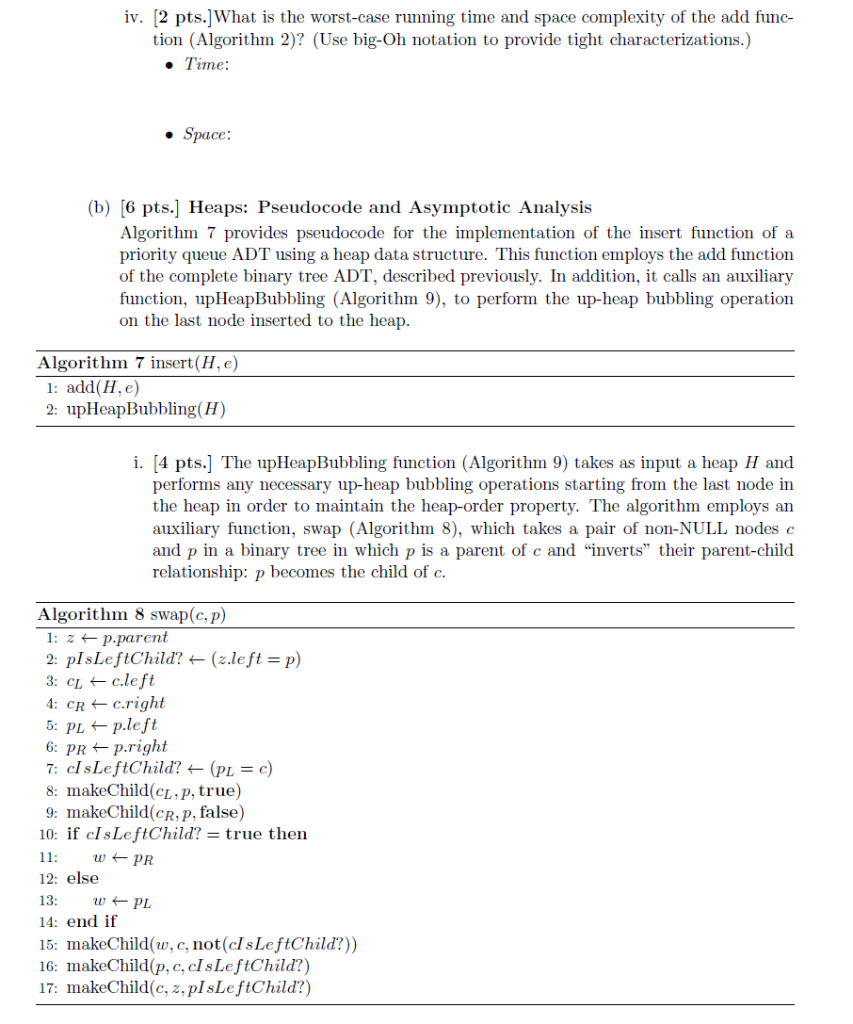 4. Priority Queues & Heaps: Algorithms and Analysis | Chegg.com