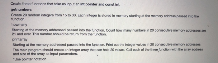 Solved Create Three Functions That Take As Input An Int