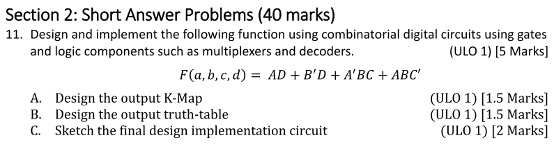Solved Section 2: Short Answer Problems (40 ﻿marks)Design | Chegg.com