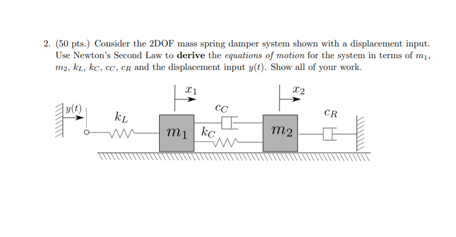 Solved 2. (50 pts.) Consider the 2DOF mass spring damper | Chegg.com