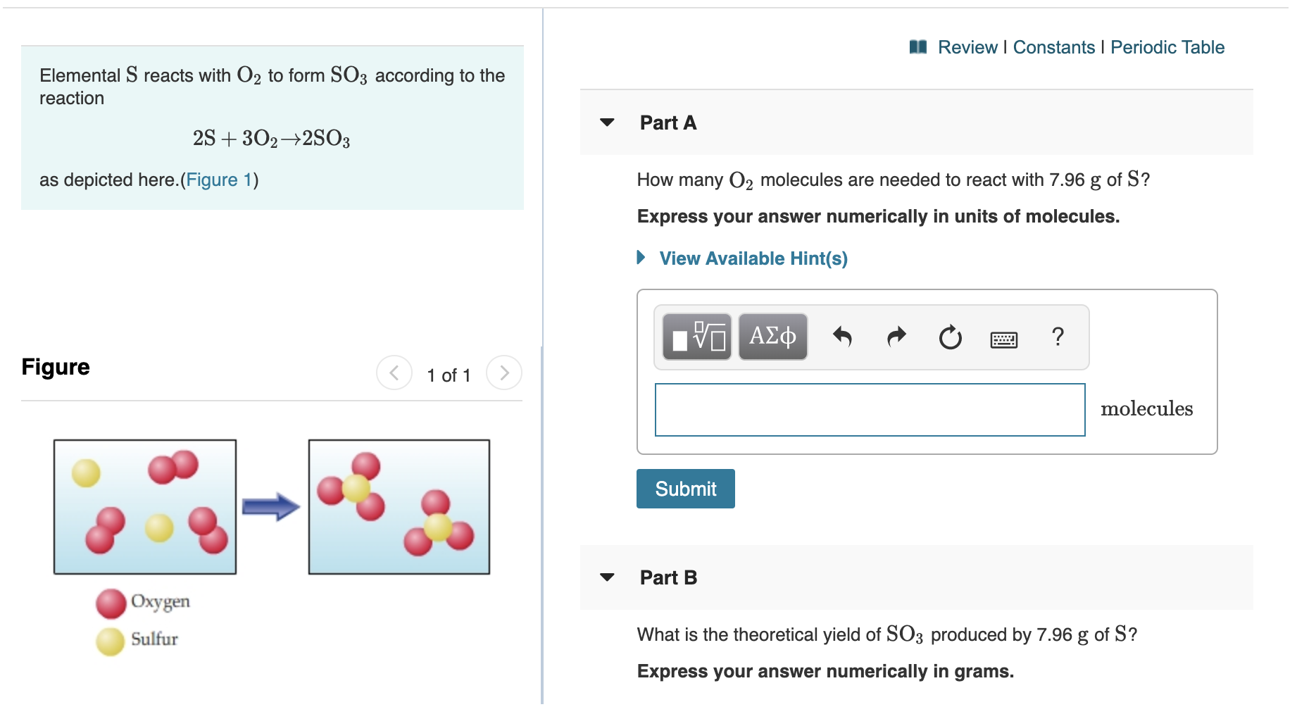 Solved Elemental SS reacts with O2O2 to form SO3SO3 | Chegg.com