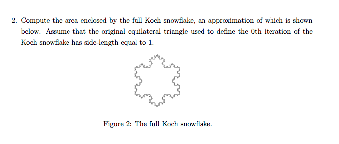 Solved 2. Compute the area enclosed by the full Koch | Chegg.com