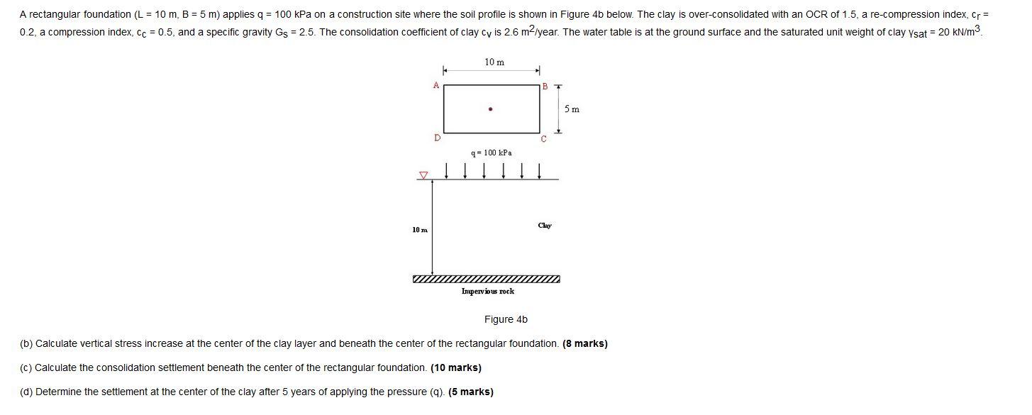 Solved A rectangular foundation (L = 10 m, B = 5 m) applies | Chegg.com