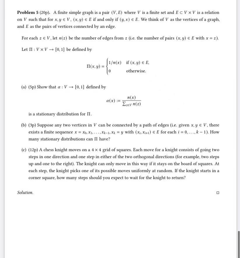 Problem 5 (20p). A finite simple graph is a pair (V, | Chegg.com