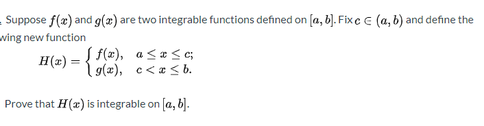 Solved Suppose f(x) and g(x) are two integrable functions | Chegg.com