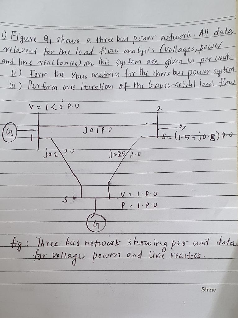 Solved velavent for the load flow analysis (voltages, power | Chegg.com