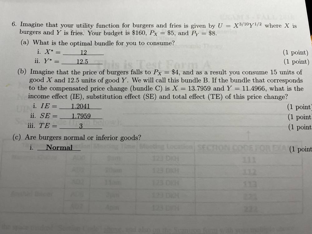 Solved 6. Imagine that your utility function for burgers and | Chegg.com
