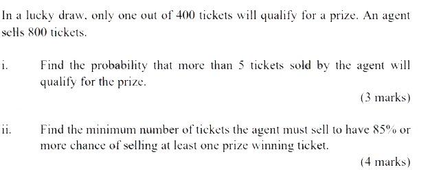 Solved In a lucky draw. only one out of 400 tickets will | Chegg.com