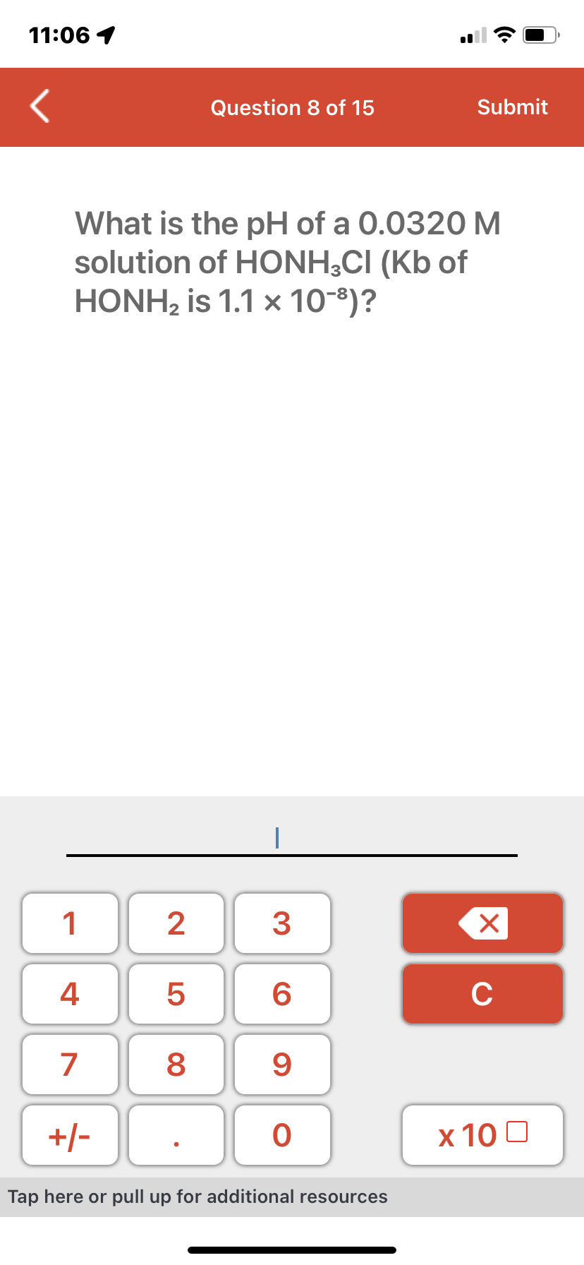 What is the pH of a 0.0320M solution of HONH3Cl(Kb of | Chegg.com