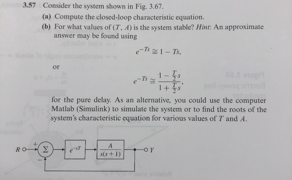 Solved 3.57 Consider the system shown in Fig. 3.67. (a) | Chegg.com