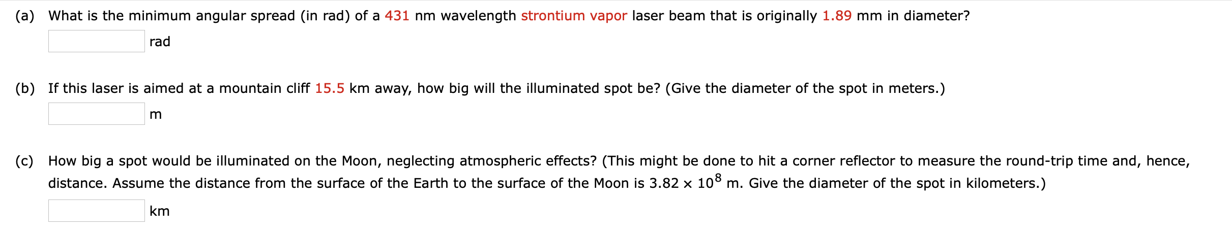 Solved (a) What is the minimum angular spread (in rad) of a | Chegg.com