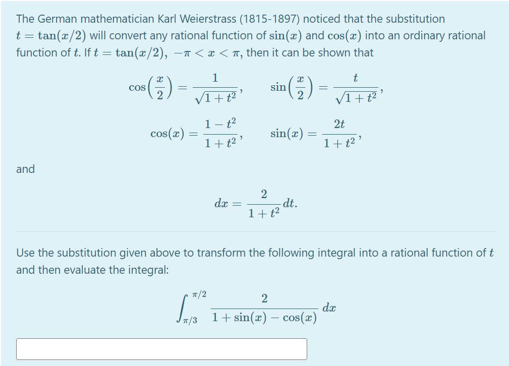 Solved The German mathematician Karl Weierstrass (1815-1897) | Chegg.com
