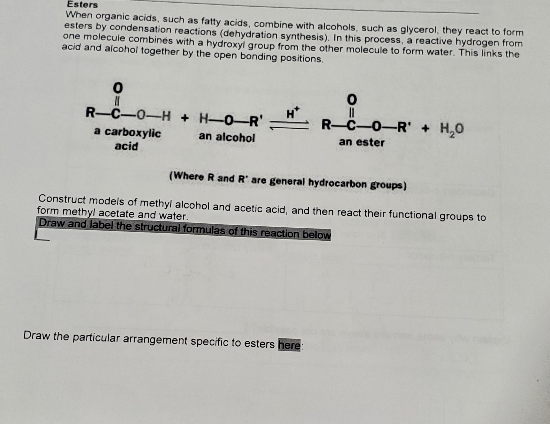 Solved Esters When organic acids, such as fatty acids, | Chegg.com