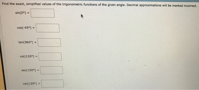 Solved Find the exact, simplified values of the | Chegg.com