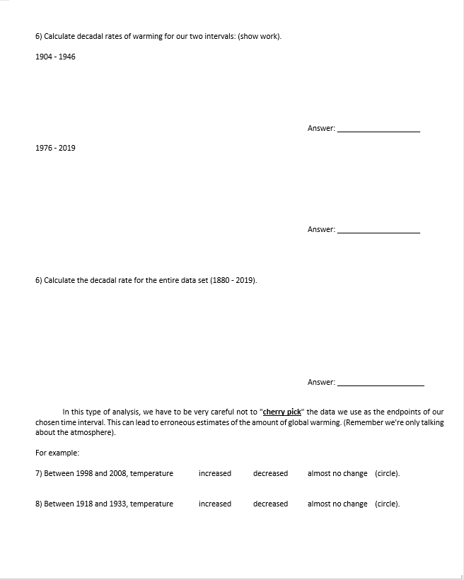 Climate Change Lab: PART 1 Climate is happening now, | Chegg.com